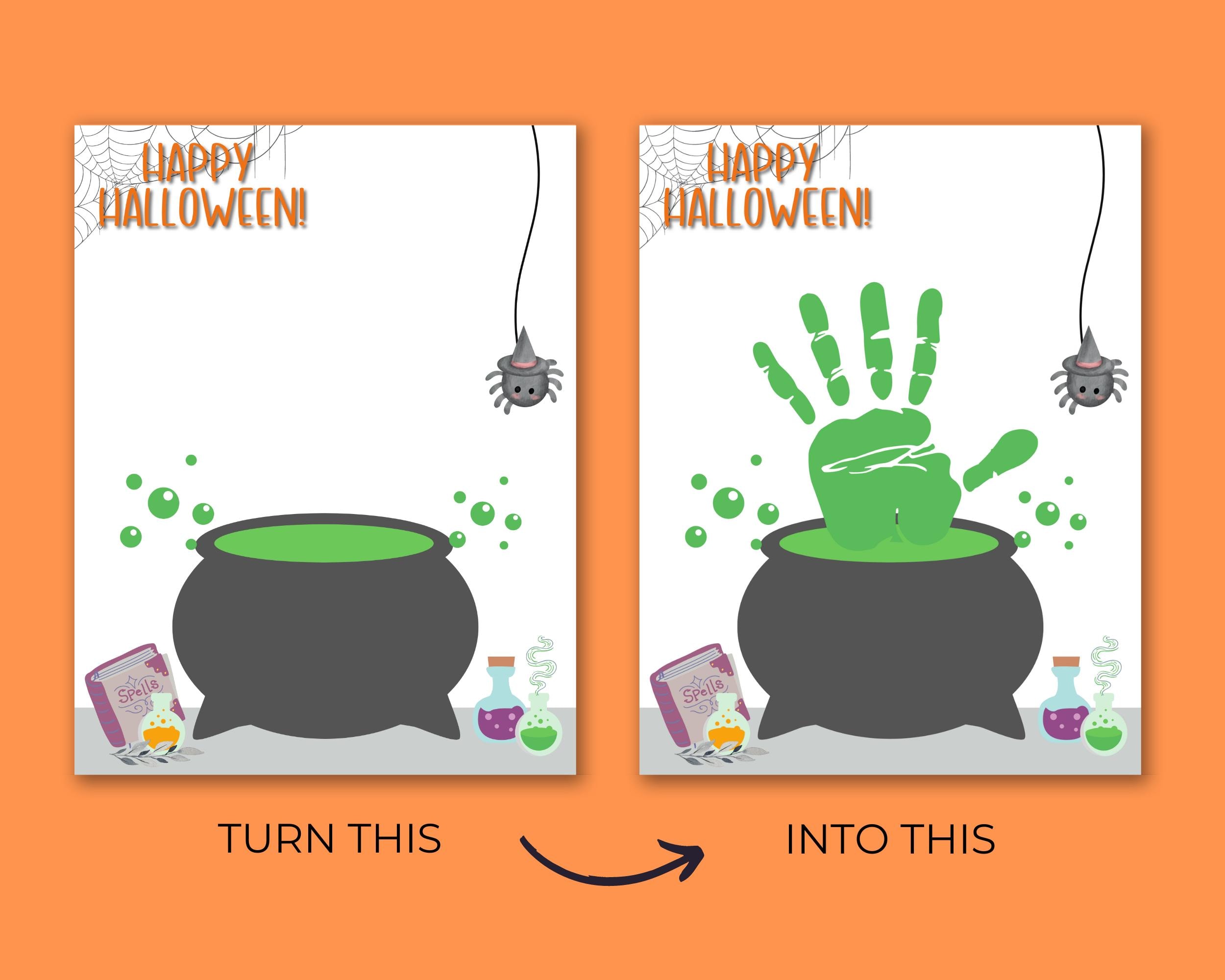 Halloween Handprint, Halloween DIY Craft for Kids, Halloween Cauldron ...