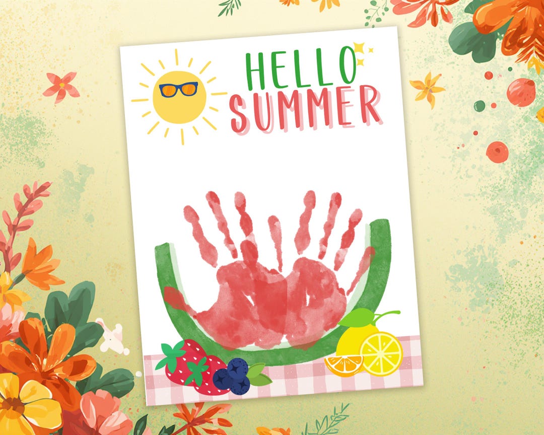 Watermelon Handprint Summer Art, Kids Craft Activity (PDF), Preschool ...