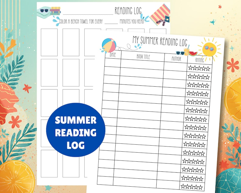 Printable Summer Reading Log for Kids, Book Tracker, Summer Reading ...