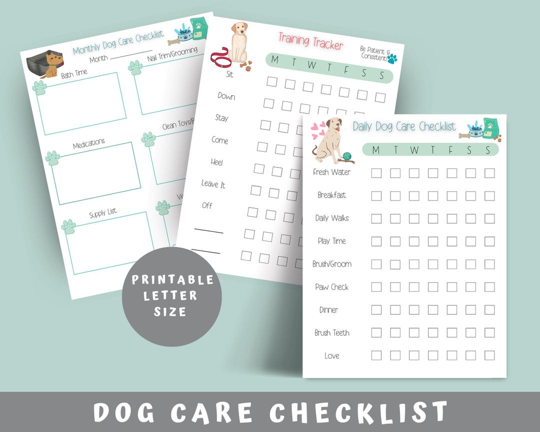 Dog Care Checklist,pet Care Checklist for Kids,new Puppy Care Checklist ...