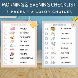 Kids Morning Checklist Printable, Bedtime Routine, Preschool Morning ...