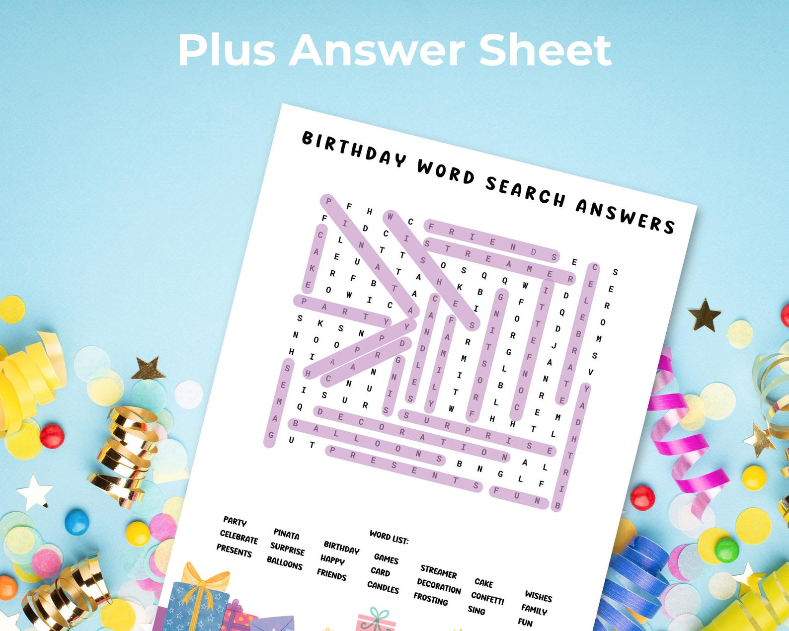 Birthday Word Search Printable, Word Search for Birthday Party ...