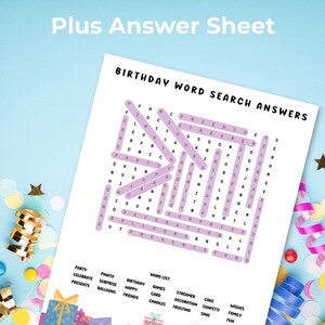 Birthday Word Search Printable, Word Search for Birthday Party ...