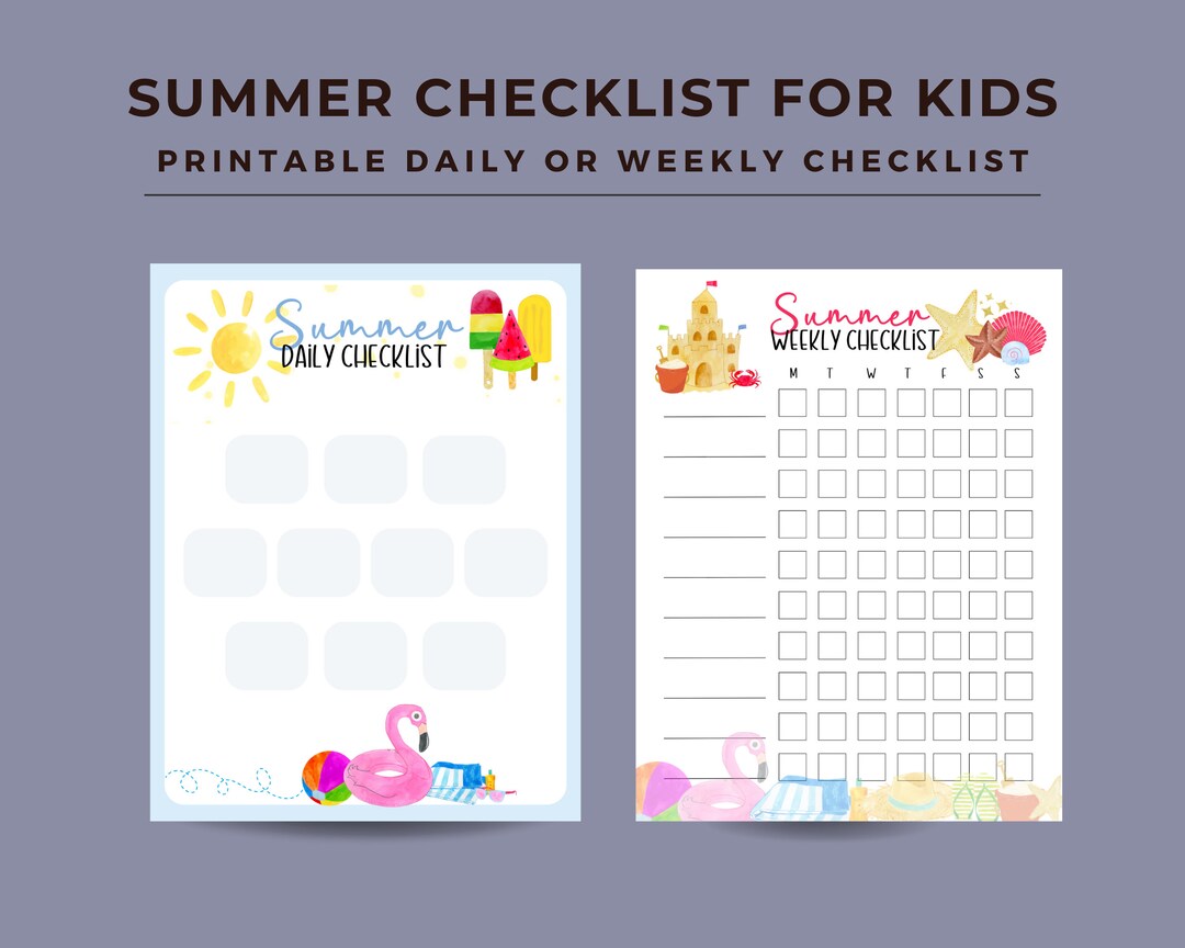 Summer Checklist Printable, Summer Daily Checklist, Summer Daily Task ...