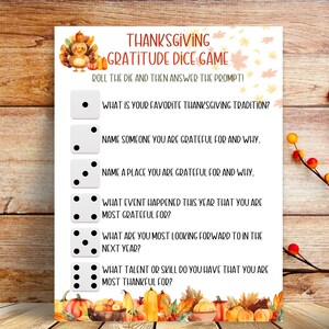 Thanksgiving Gratitude Dice Game, Kid's Thanksgiving Activity ...
