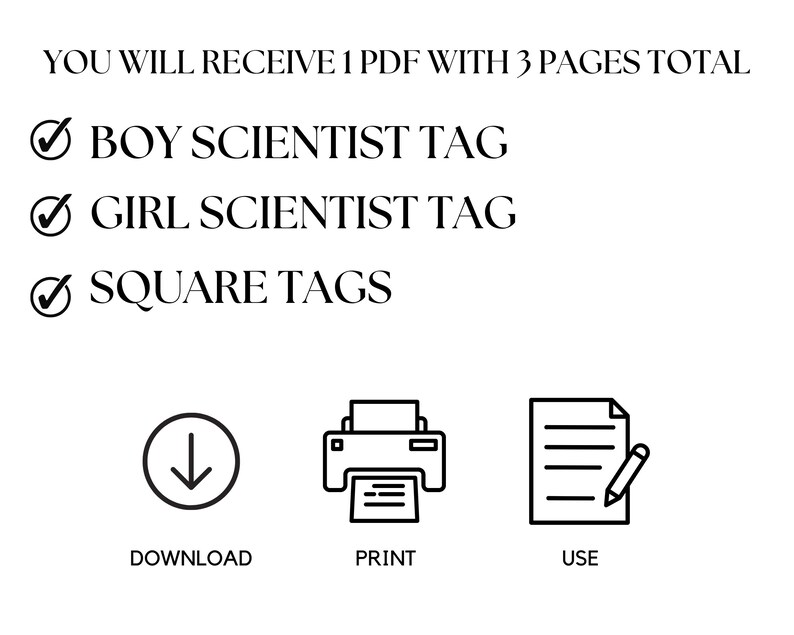 Science Party Favor Card, Printable Science Birthday Party Treat Tags ...