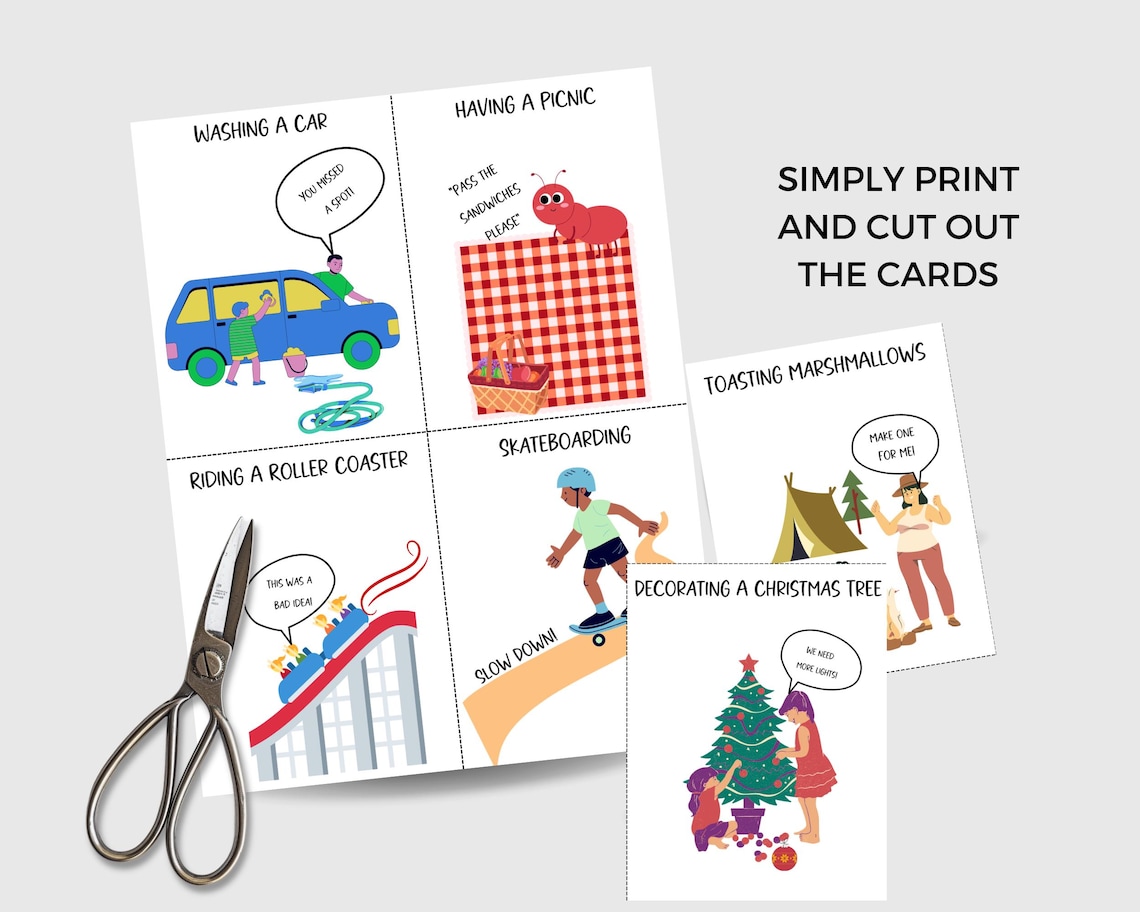 Charades for Kids, Action Charade Games, Movement Game, Boredom Buster ...