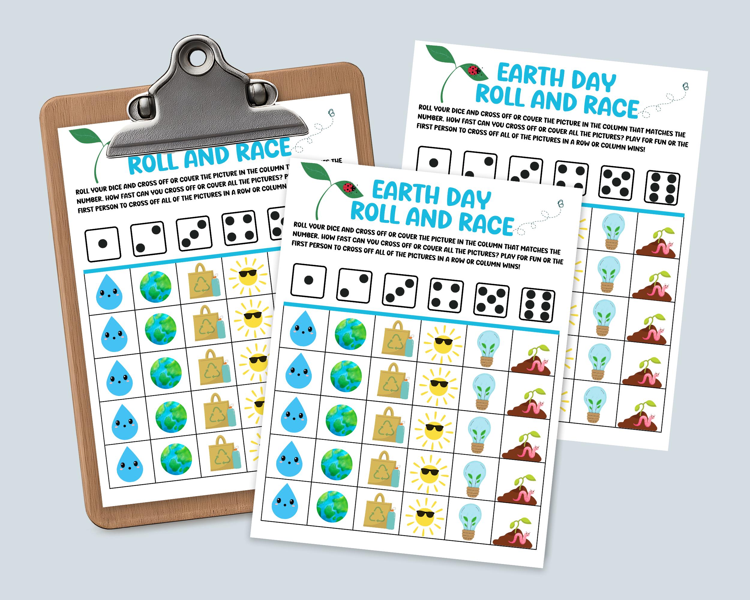 Earth Day Roll and Race Game, Printable Classroom Activity (PDF ...