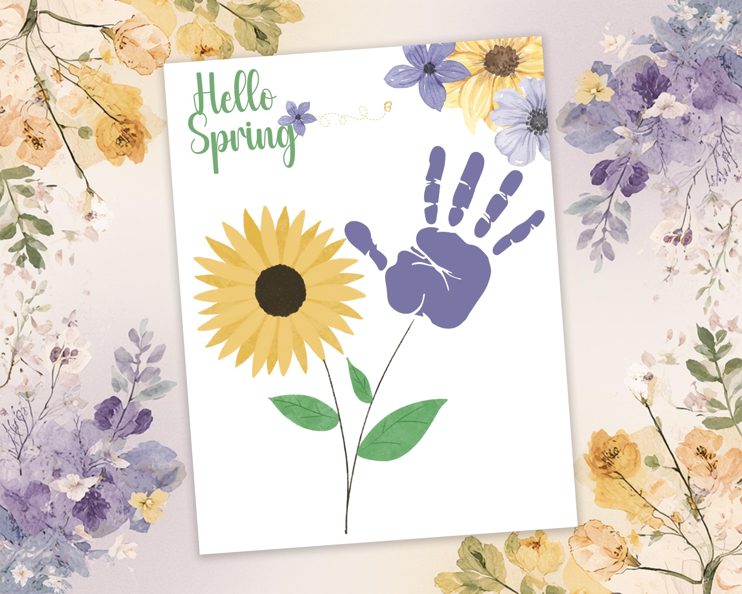 Spring Flower Handprint Art, Kids Craft (printable PDF), Preschool and ...