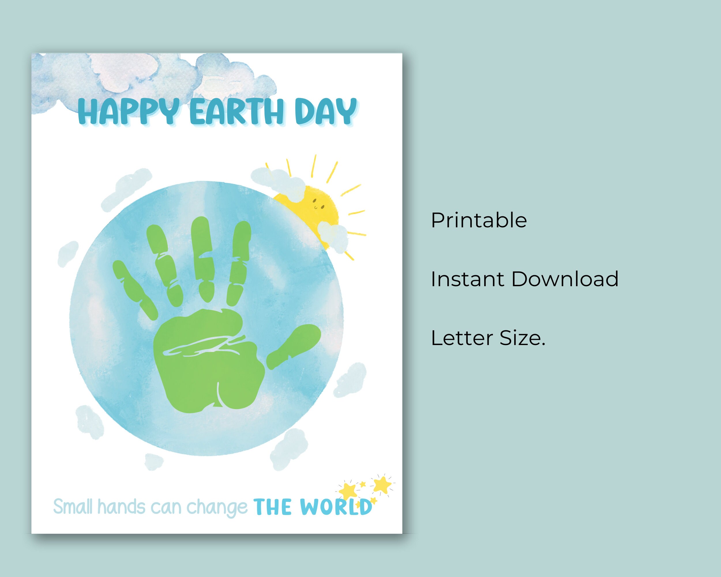 Earth Day Handprint Art, Keepsake Craft (PDF Printable), Preschool ...