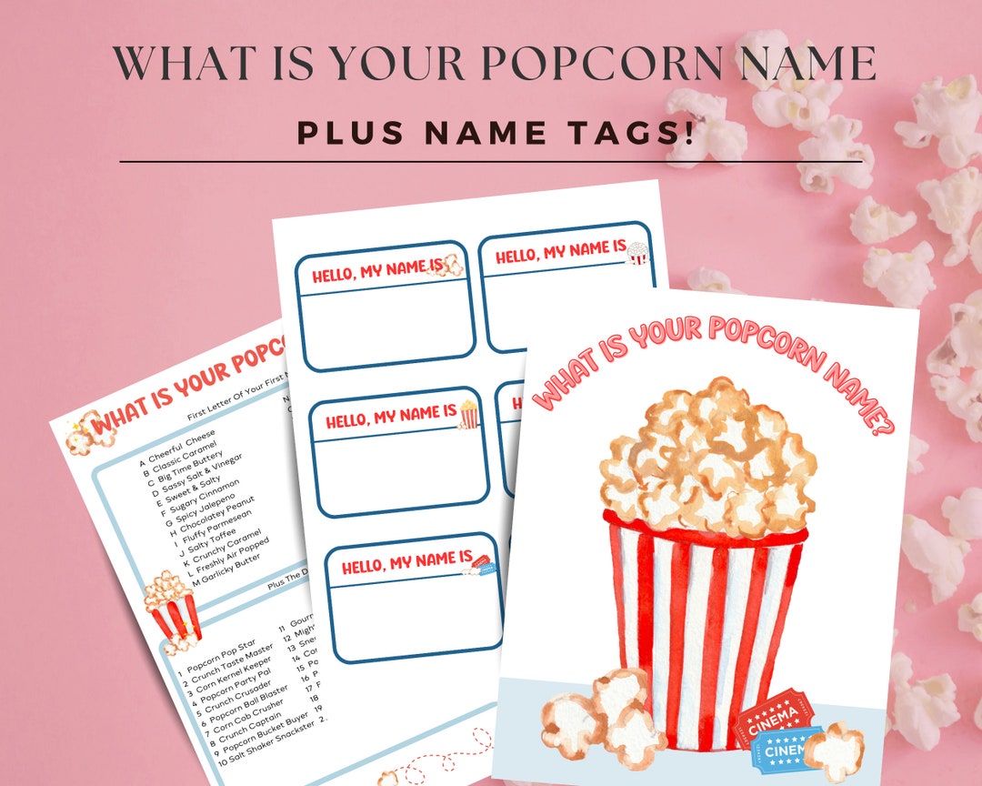 What's Your Popcorn Name, Family Movie Night Game, Icebreaker Game ...