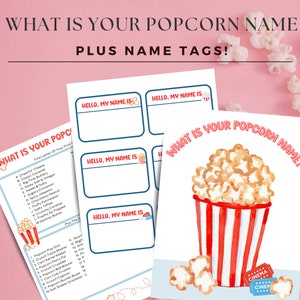 What's Your Popcorn Name, Family Movie Night Game, Icebreaker Game ...