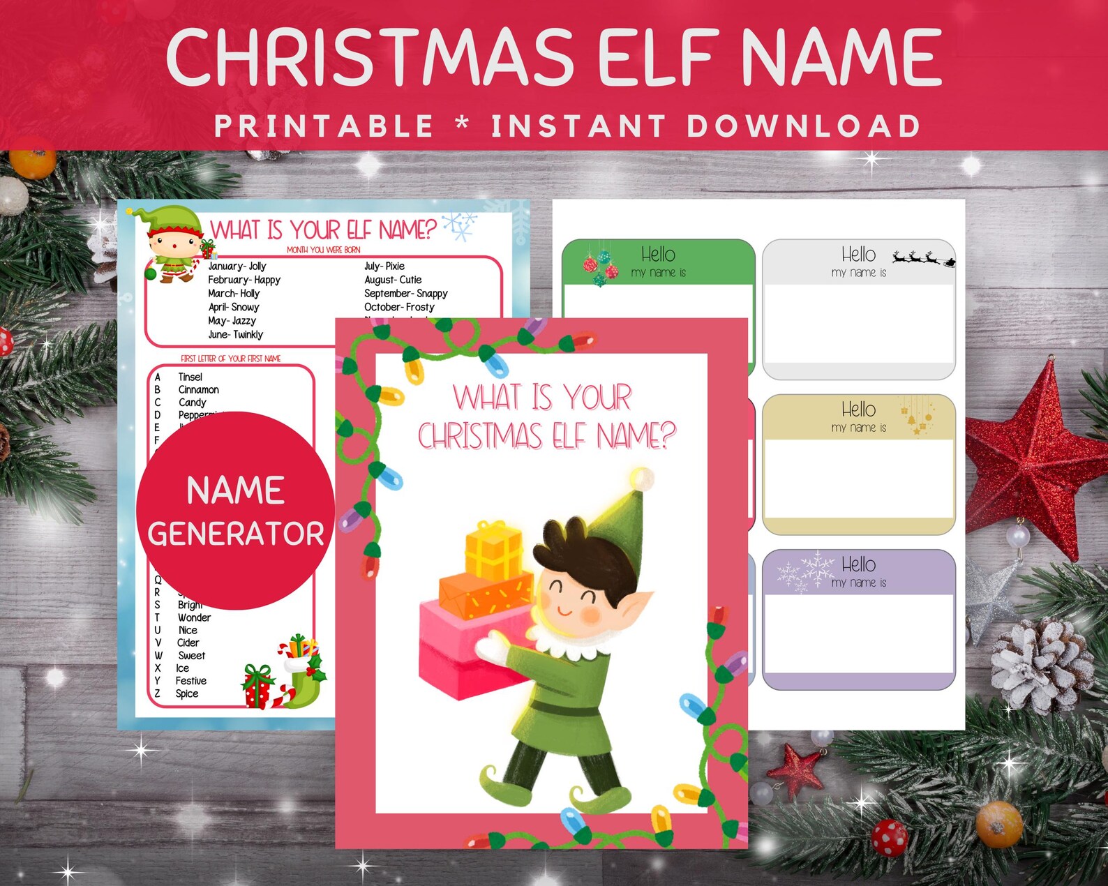 What's Your Elf Name?, Christmas Party Game, Christmas Elf Name ...