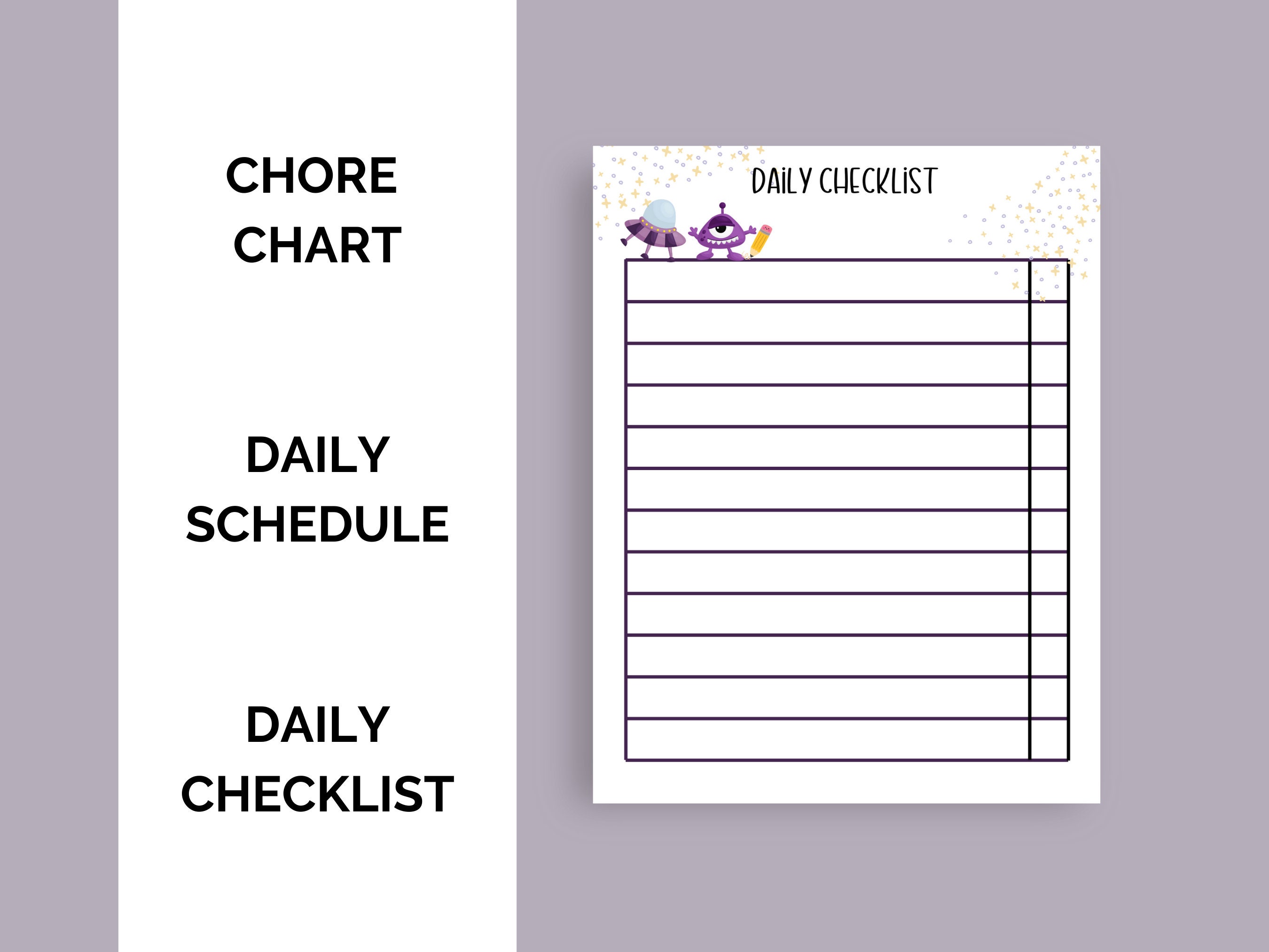 Daily Task Kids Printable, Daily Responsibility Checklist, Weekly Task ...