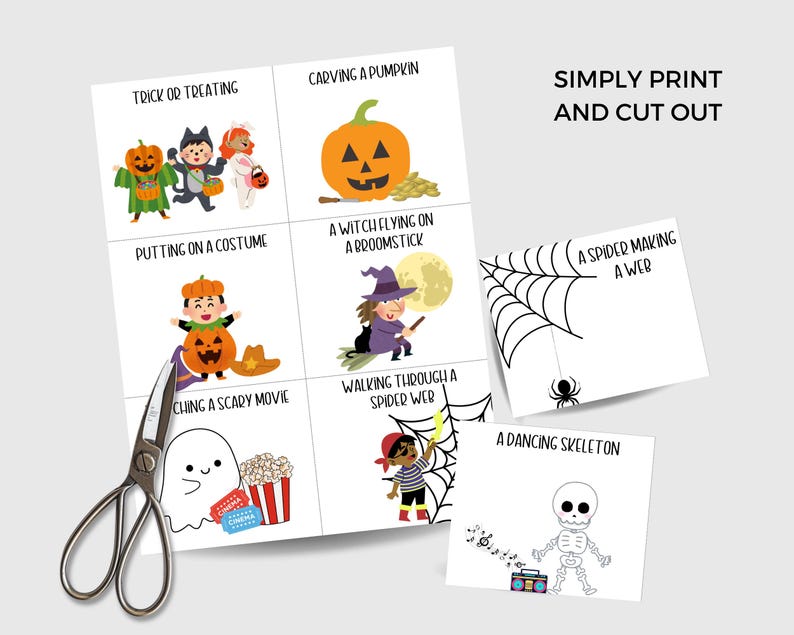 Halloween Charades, Printable Halloween Charades for Kids, Halloween ...