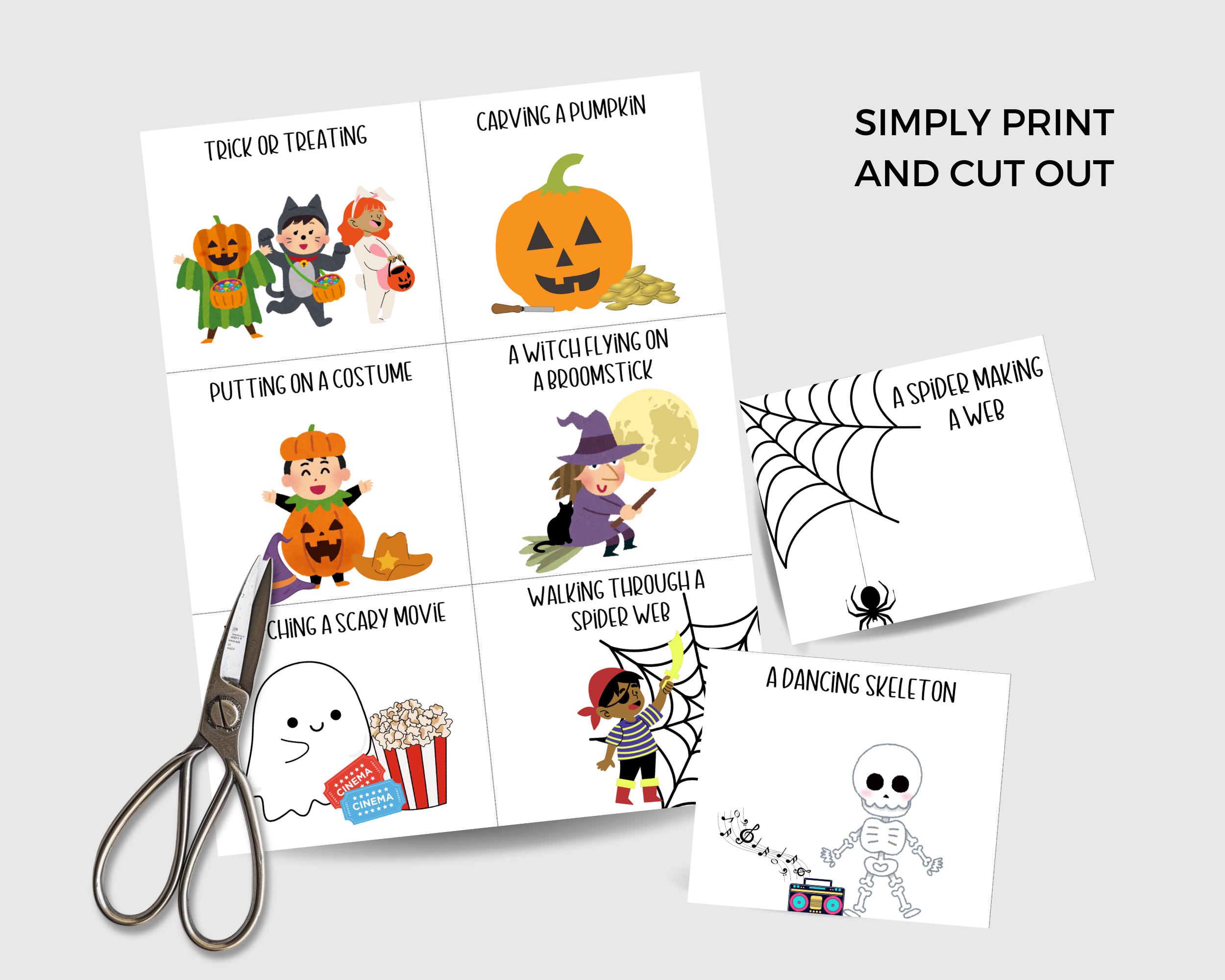 Halloween Charades, Printable Halloween Charades for Kids, Halloween ...