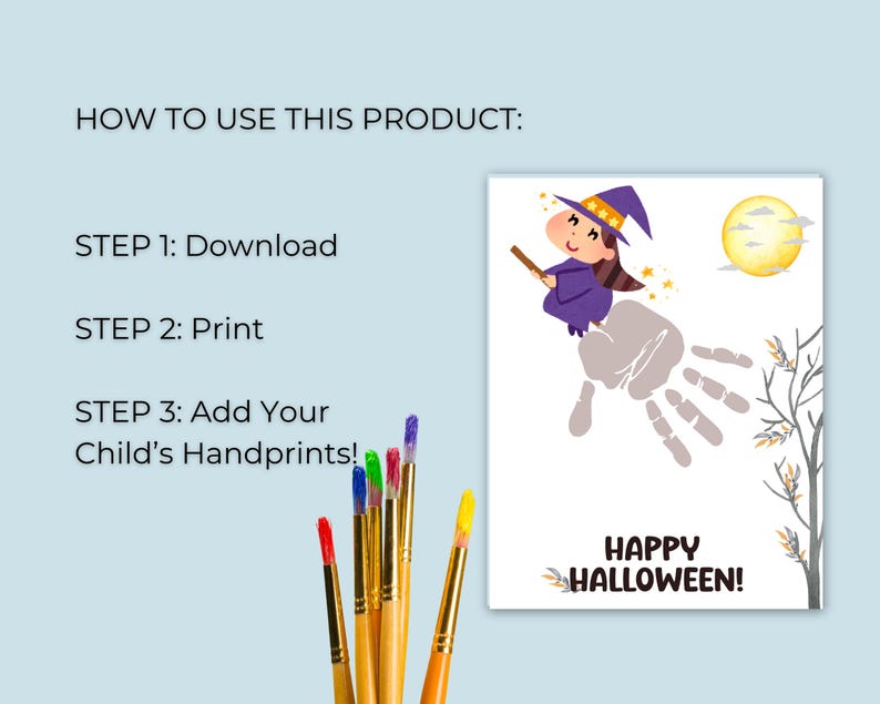 Halloween Handprint, Printable Witch Halloween Handprint Art for Kids ...