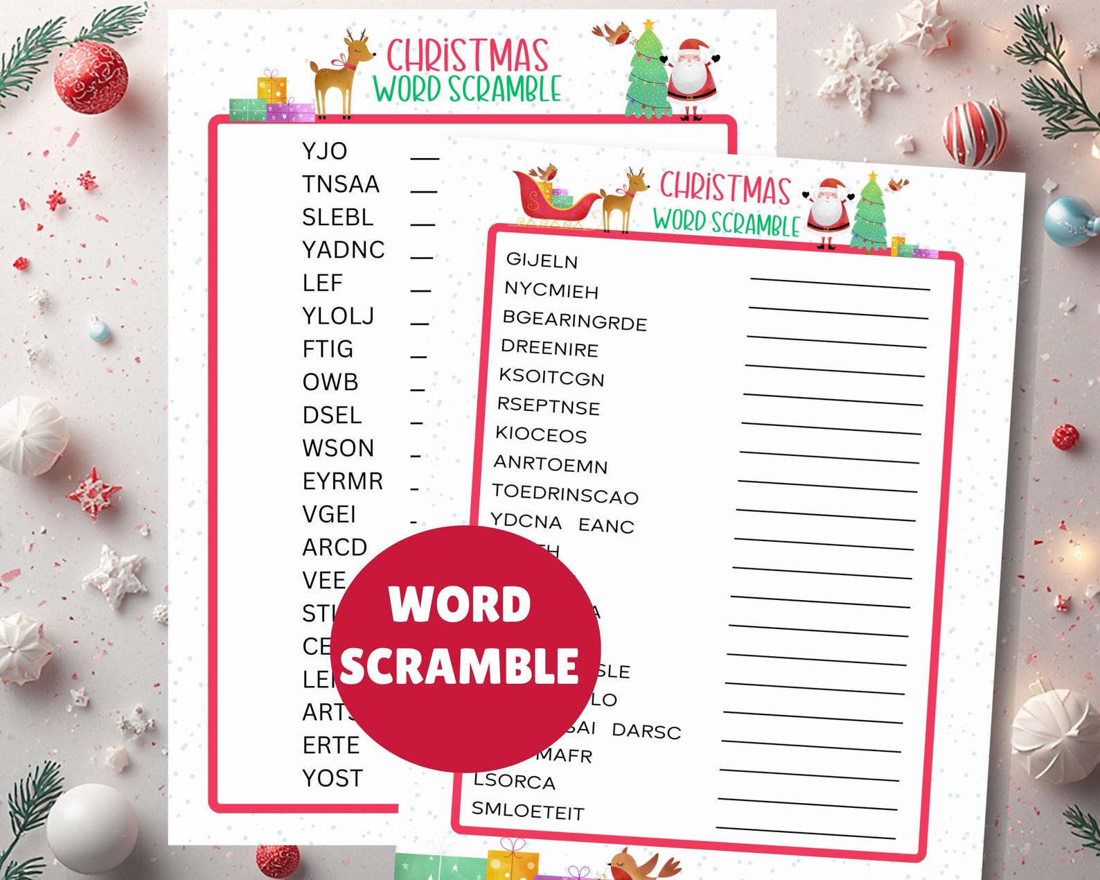 Christmas Word Scramble, Printable Holiday Game for Kids and Adults ...