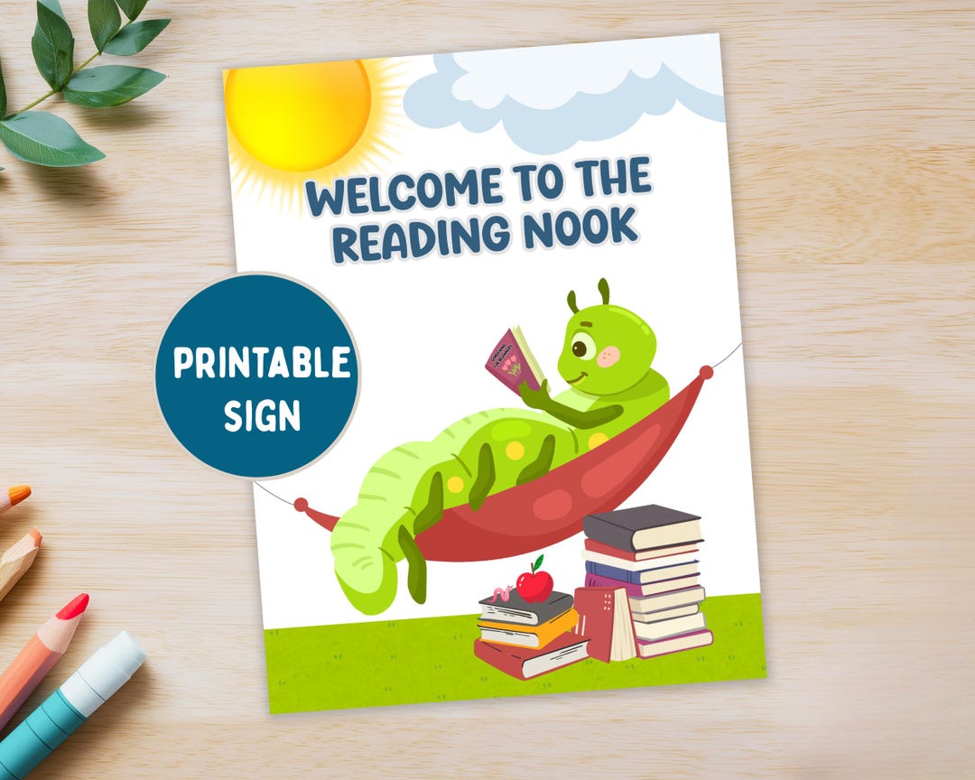 Reading Nook Sign, Printable Book Corner Poster, Preschool and ...