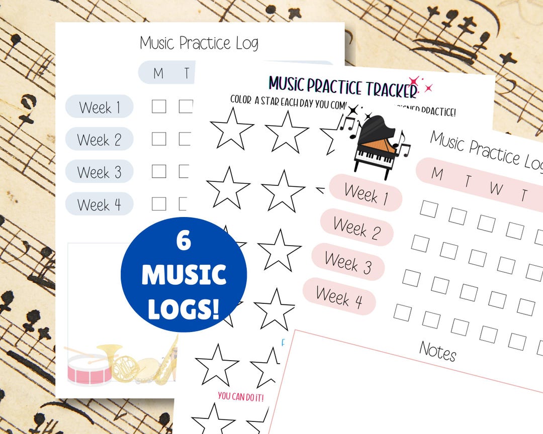 Music Practice Tracker, Piano Practice Log, Band Instrument Practice ...
