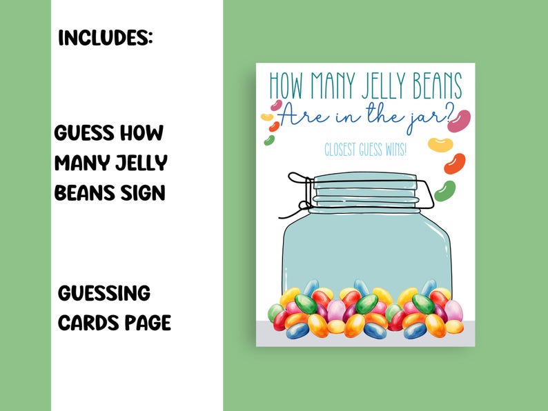 How Many Jelly Beans, Jelly Bean Guessing Game, Guess How Many Sign ...