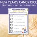 New Years Games, New Year's Candy Dice, New Year's Eve Party Games, New ...