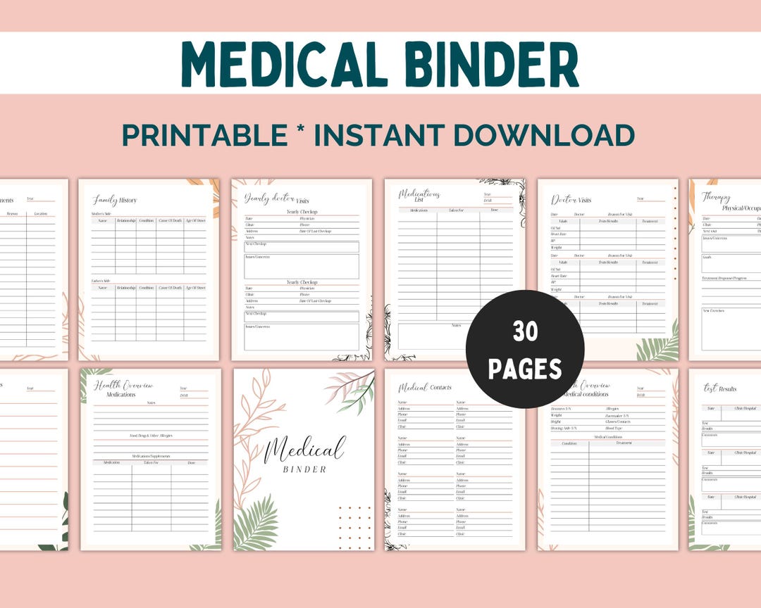 Printable Medical Binder, Medical History Printable, Health Tracker ...