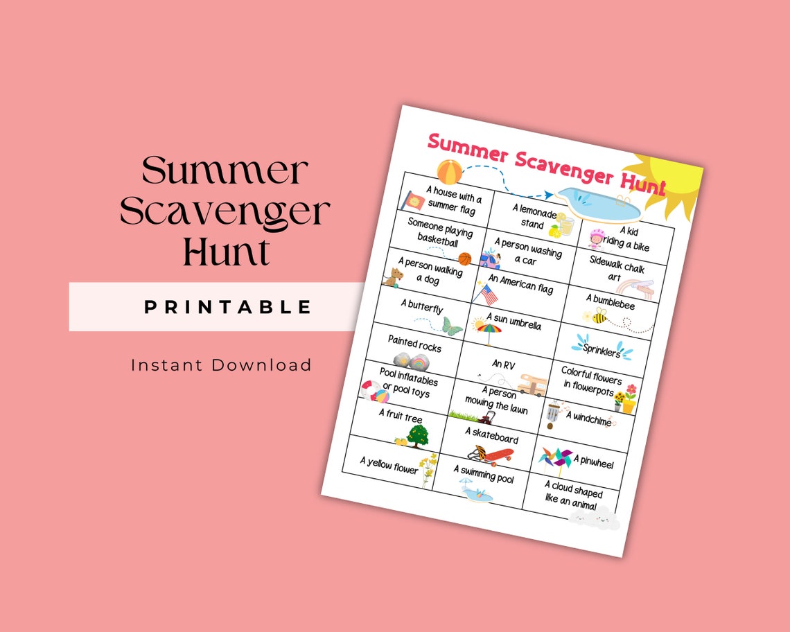 Summer Scavenger Hunt, Backyard Scavenger Hunt, Fun Summer Activity for ...