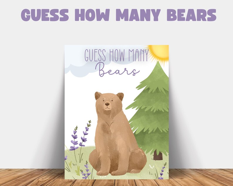 Guess How Many Bears Baby Shower Game, Guess How Many Bears Sign, Bear ...