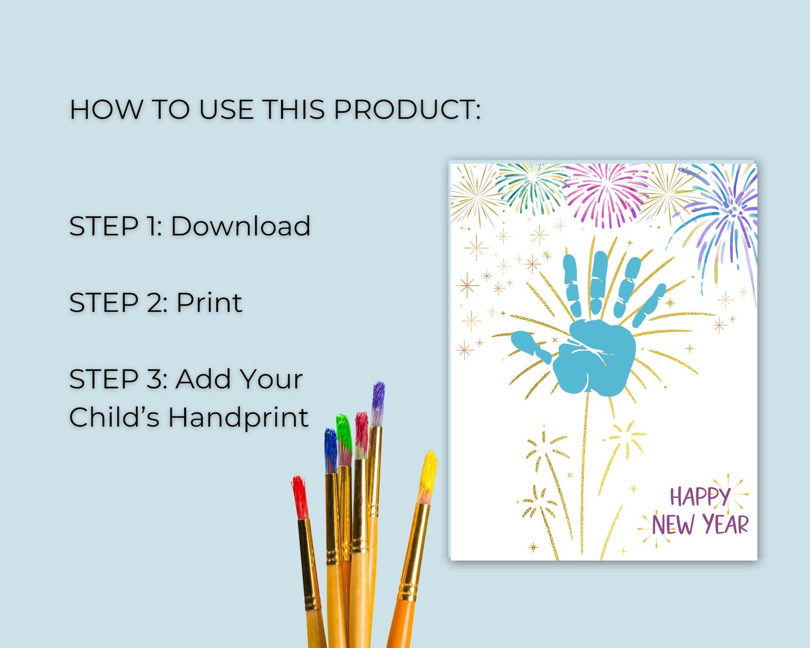 New Years Handprint Art, Sparkler Handprint Art, Happy New Year ...