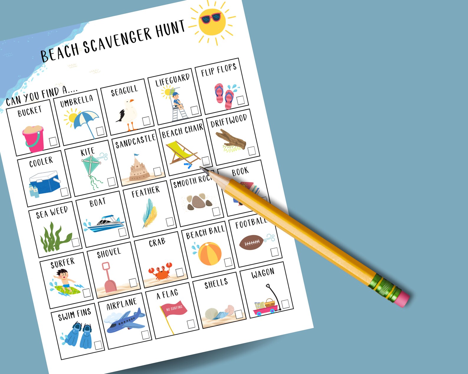 Beach Scavenger Hunt, Summer Scavenger Hunt at the Beach, Printable ...