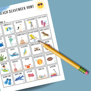Beach Scavenger Hunt, Summer Scavenger Hunt at the Beach, Printable ...
