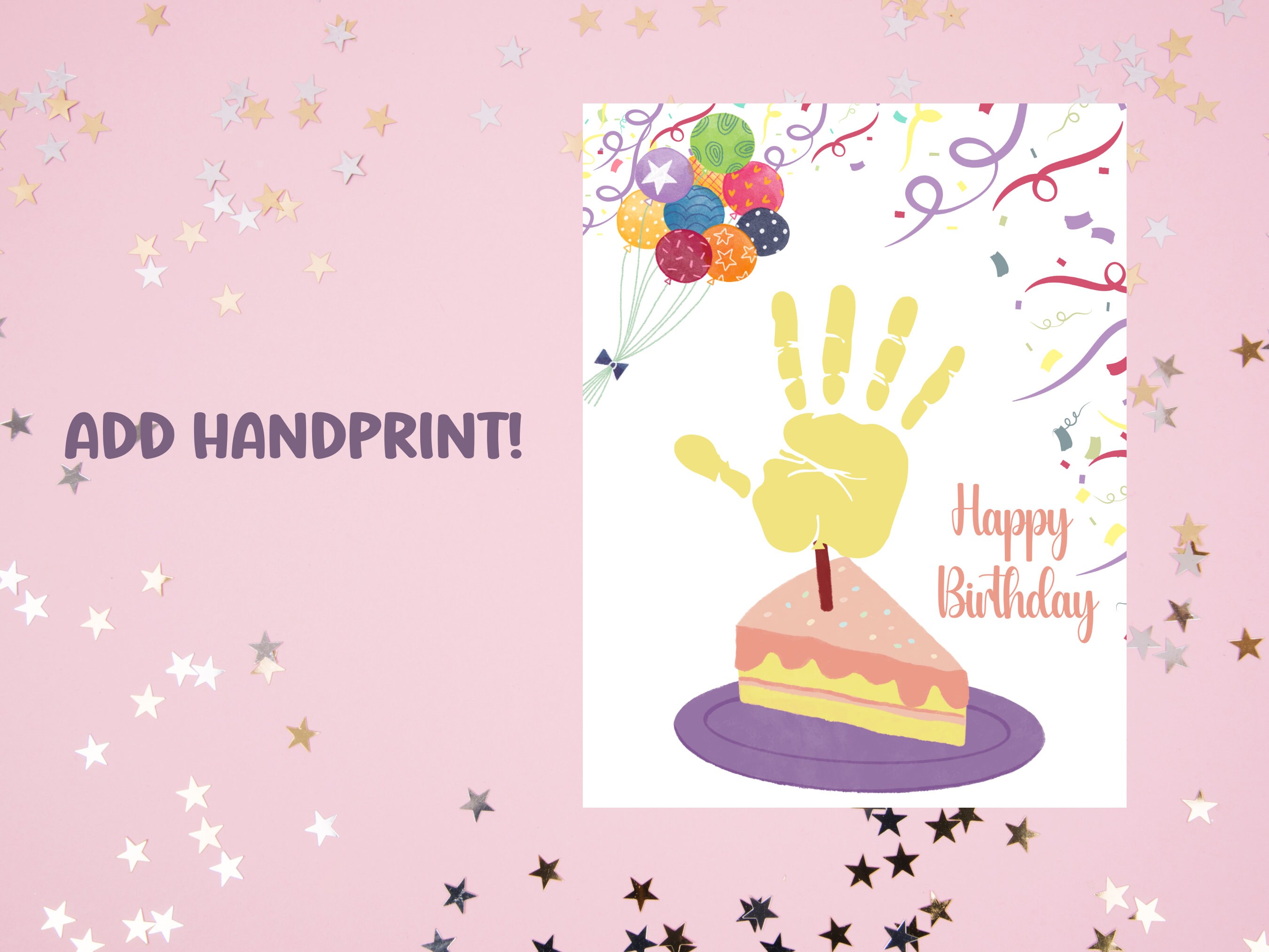 Happy Birthday Handprint Card, Birthday Card From Kids, Handprint Card ...