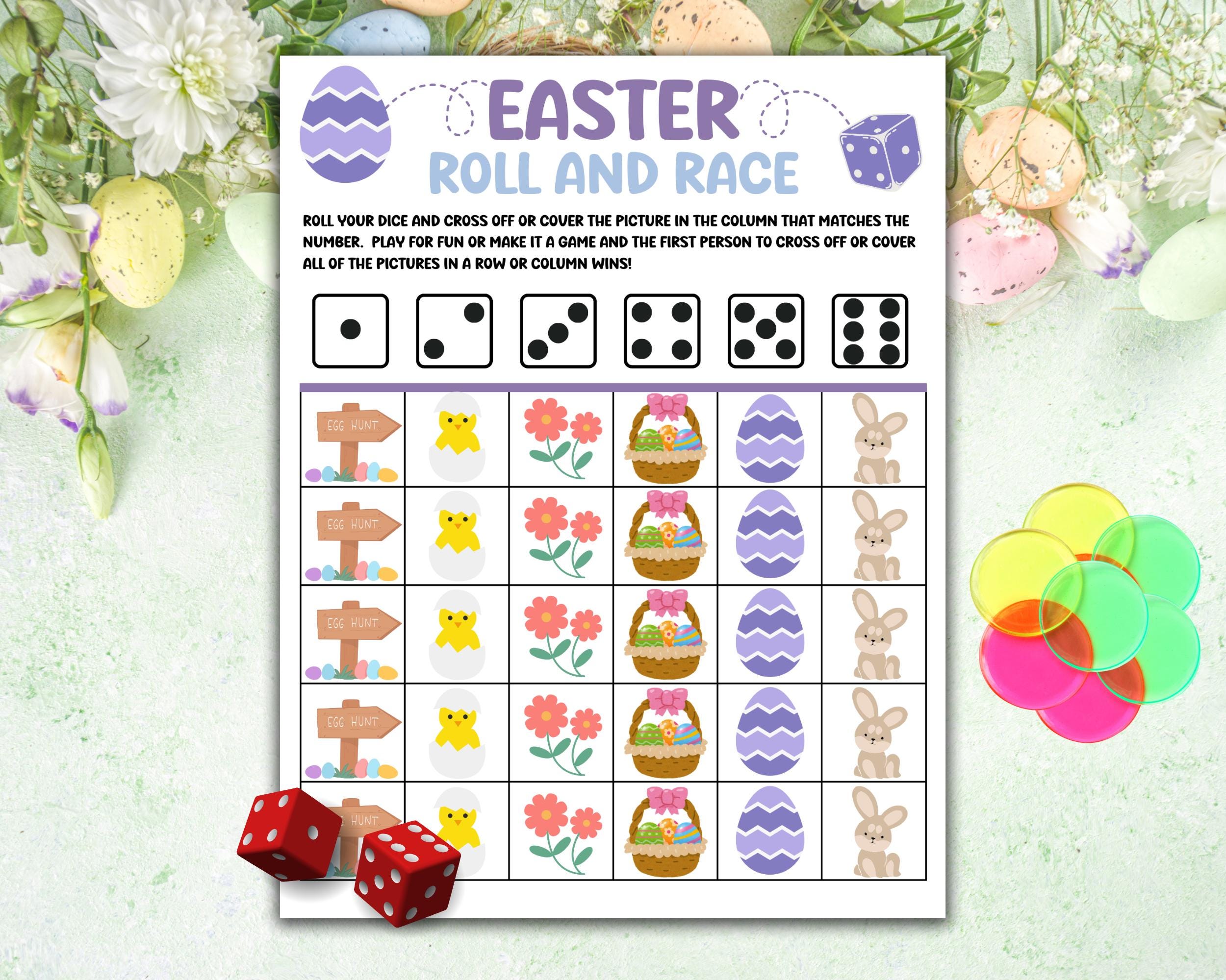 Easter Dice Game, Printable Roll and Race Game for Kids and Families ...