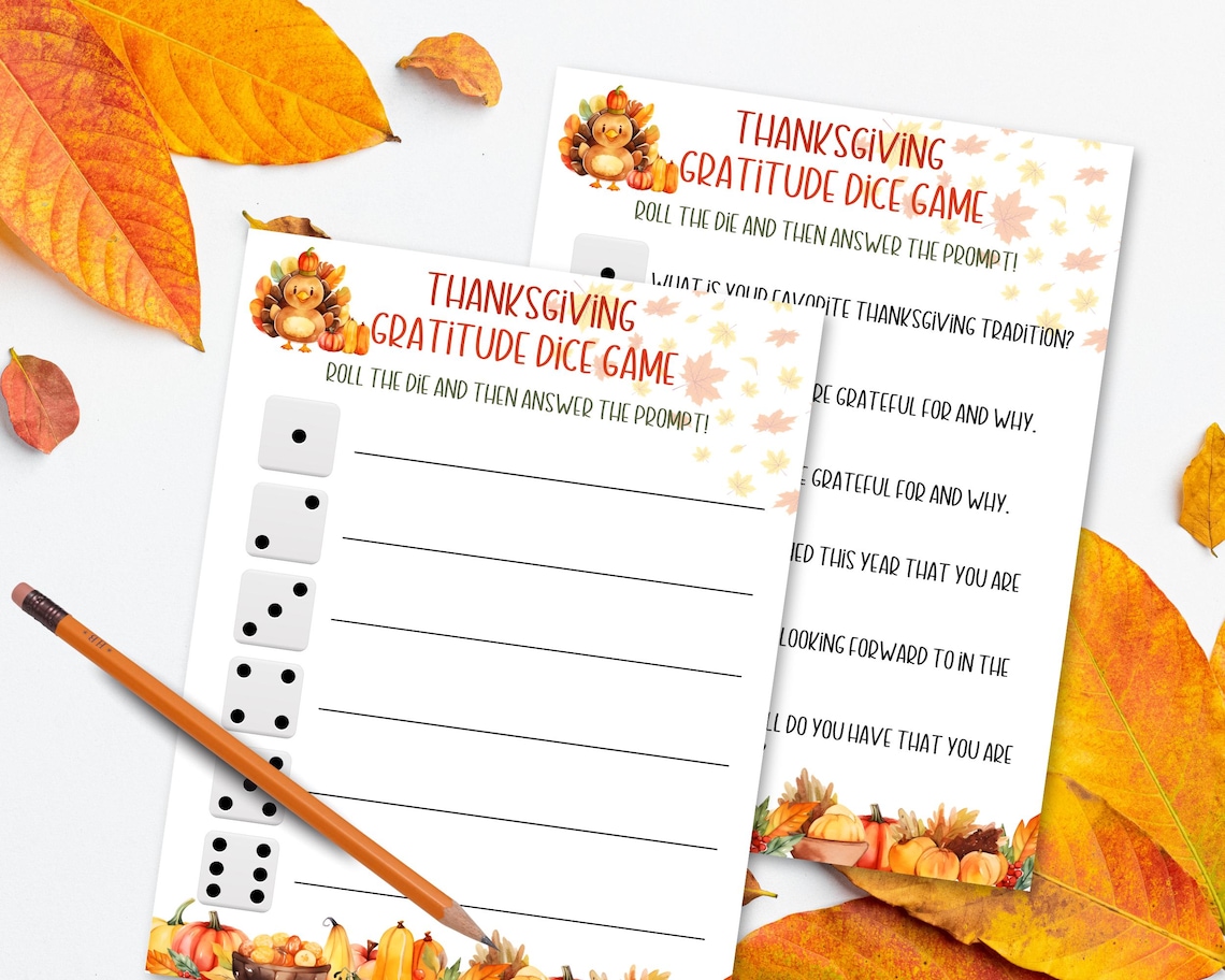Thanksgiving Gratitude Dice Game, Kid's Thanksgiving Activity ...