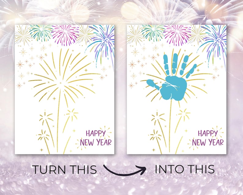 New Years Handprint Art, Sparkler Handprint Art, Happy New Year ...