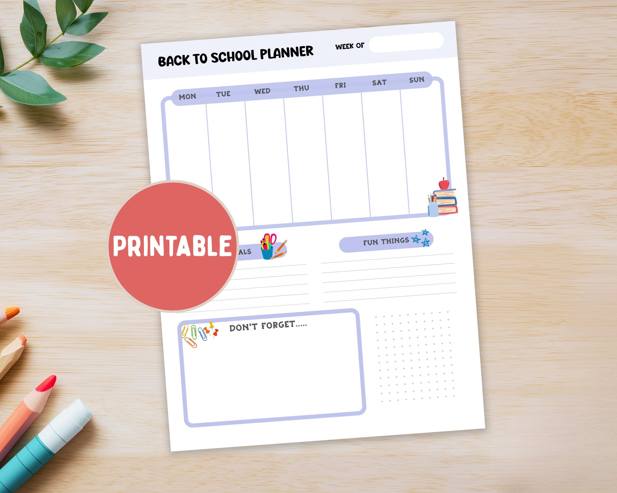 Printable Back to School Checklist, Planner, Shopping List (PDF) - Etsy