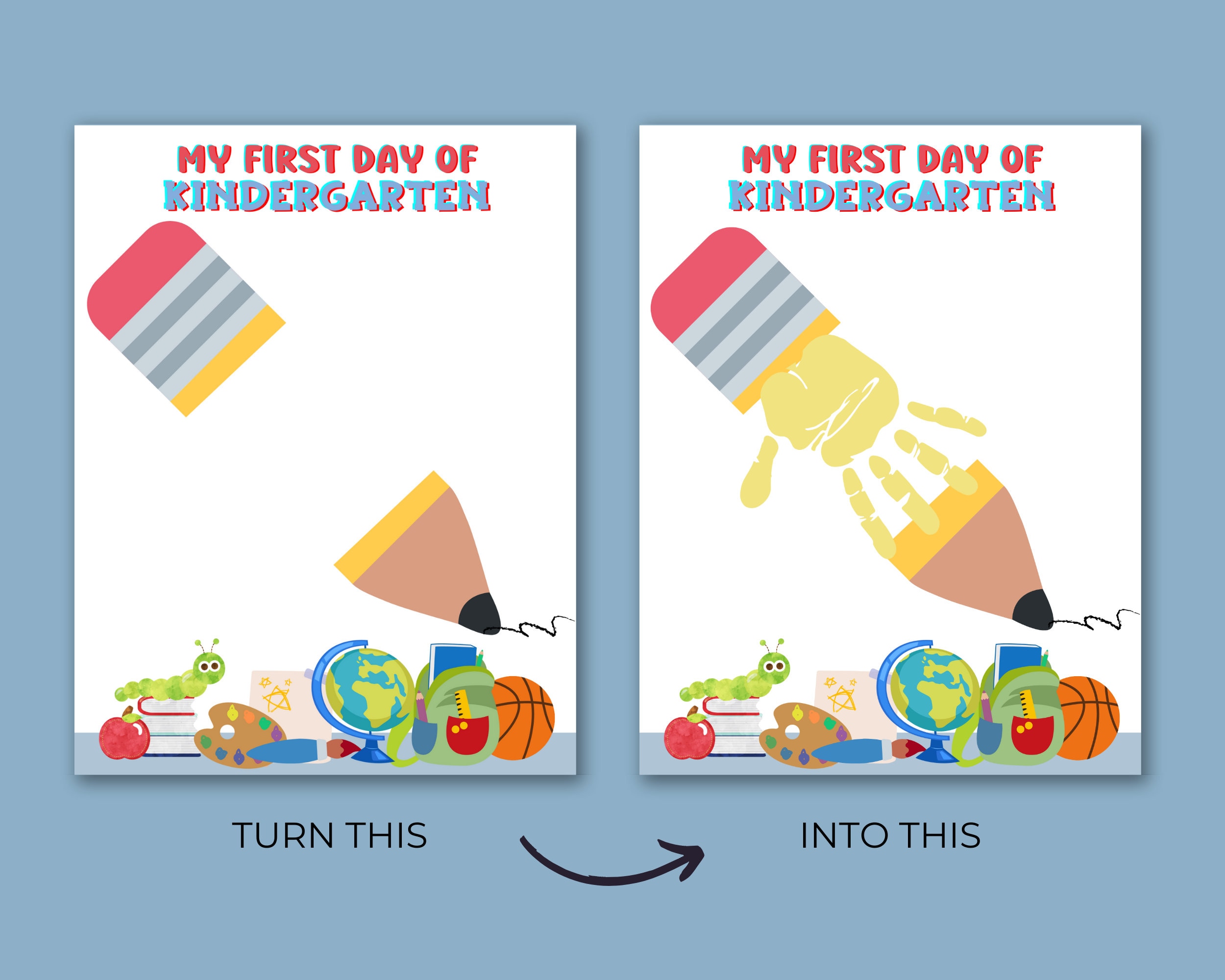 First Day of Kindergarten Handprint, Kindergarten Art, My First Day of ...