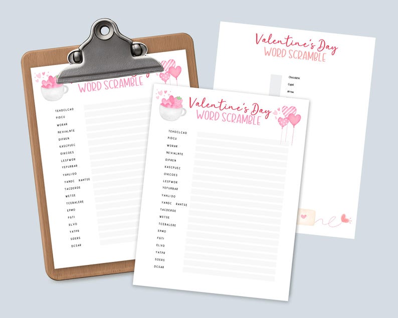 Valentine's Day Games, Roll A Love Bug, Word Scramble (PDF), Classroom ...