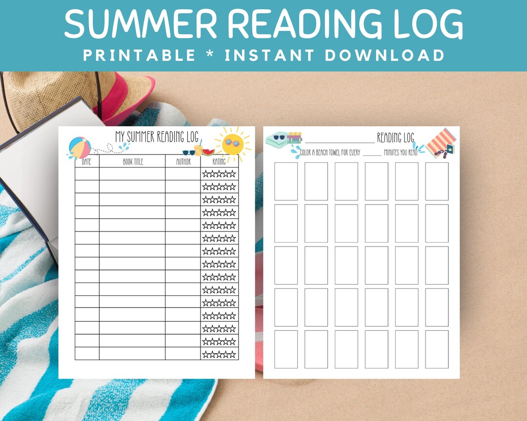 Summer Reading Log, Daily Reading Chart, Reading Minutes Log, Book Log ...