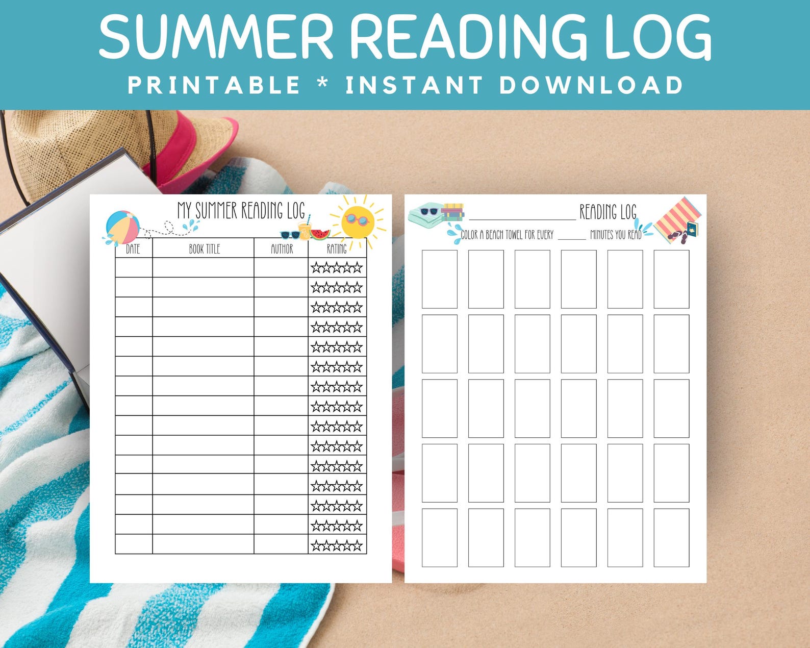 Printable Summer Reading Log for Kids, Book Tracker, Summer Reading ...