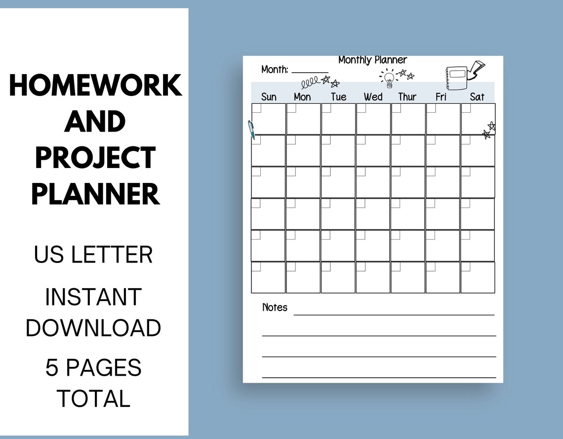 Kids Homework Planner, Homework Checklist,homework Plan,student Planner ...