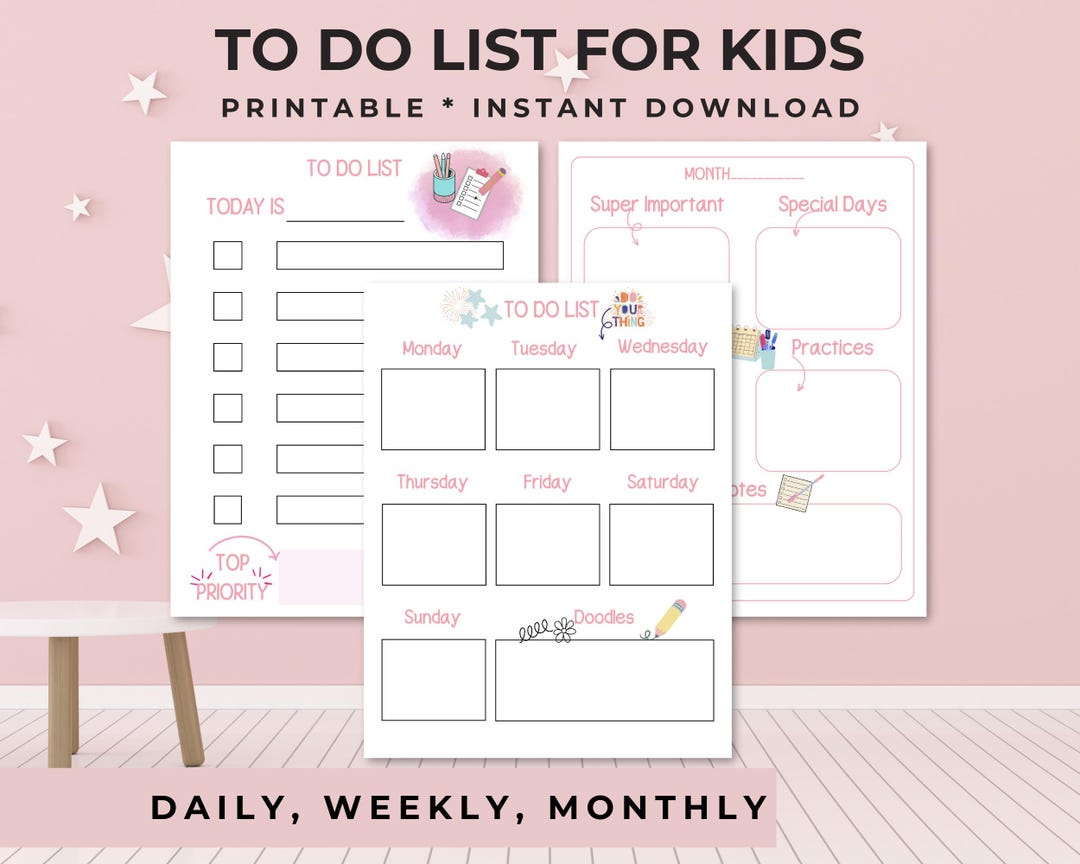 To Do Lists, Kids Daily Checklist, School Day Checklist, to Do List for ...