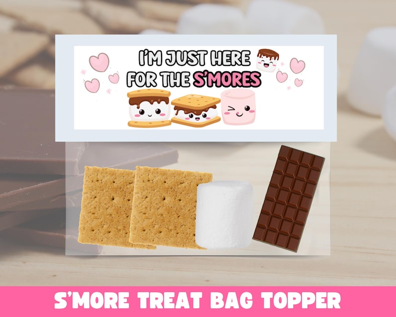 Smore Tags, Camping Treat Bag Topper, Printable S'more Treat Bag Topper ...