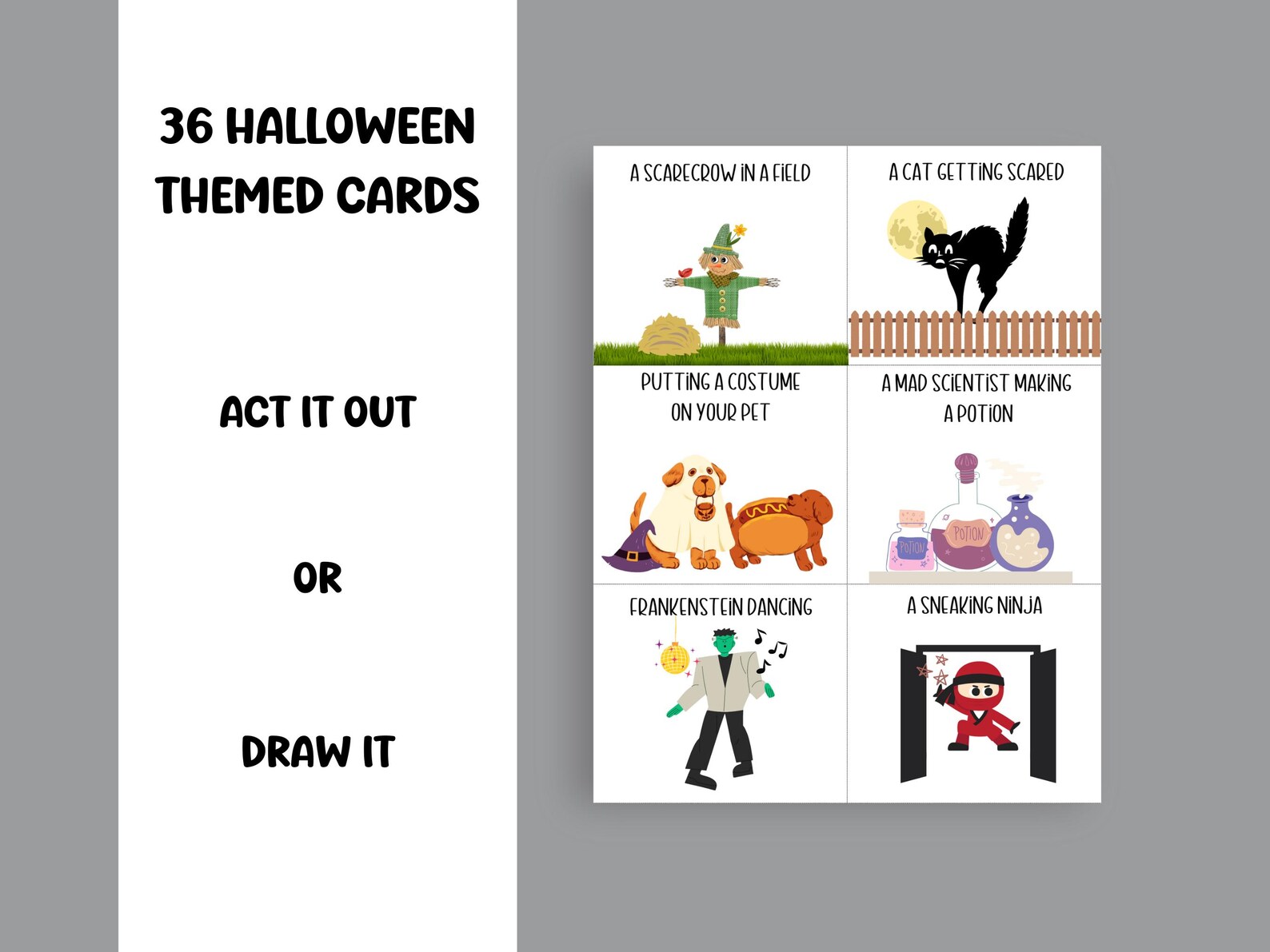 Halloween Charades, Printable Halloween Charades for Kids, Halloween ...