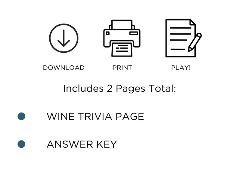 Wine Trivia Game, Wine Party Game, Icebreaker Game, Door Prize Trivia ...
