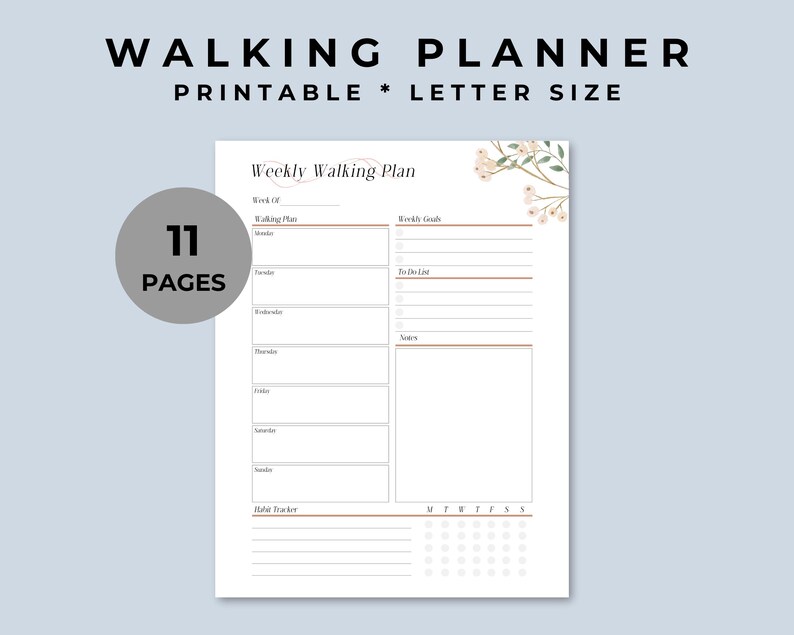 Walking Tracker Printable, Walking Challenge Printable, Monthly Walking ...