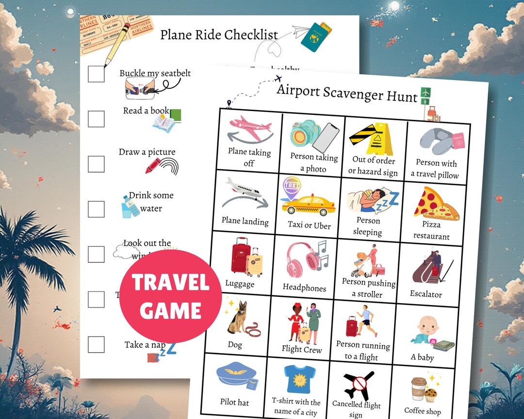 Airport Scavenger Hunt, Printable Travel Game for Kid, Kid's Travel ...