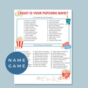 What is Your Popcorn Name With Name Tags, Printable Popcorn Name ...