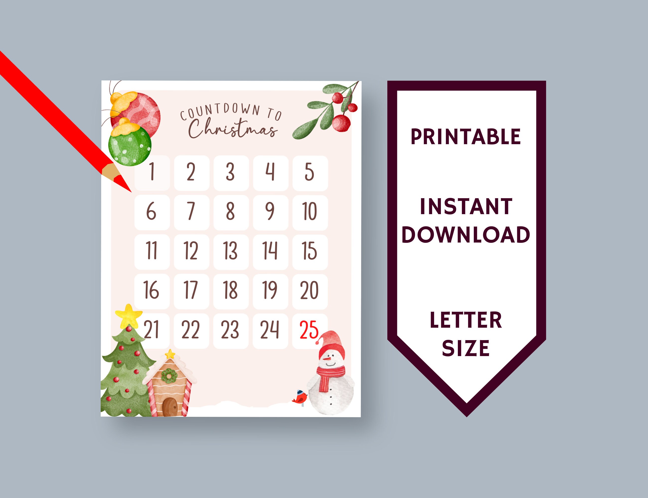 Printable Christmas Countdown Calendar, Fun Christmas Activities for ...